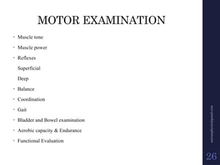 Neuro assessment for physiotherapy .PPTX