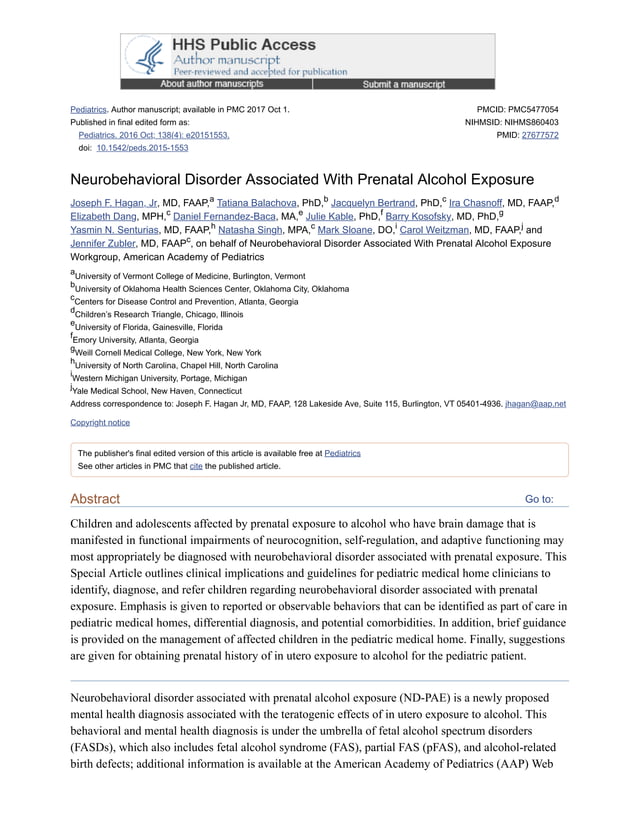 Neurobehavioral disorder associated with prenatal alcohol exposure | PDF