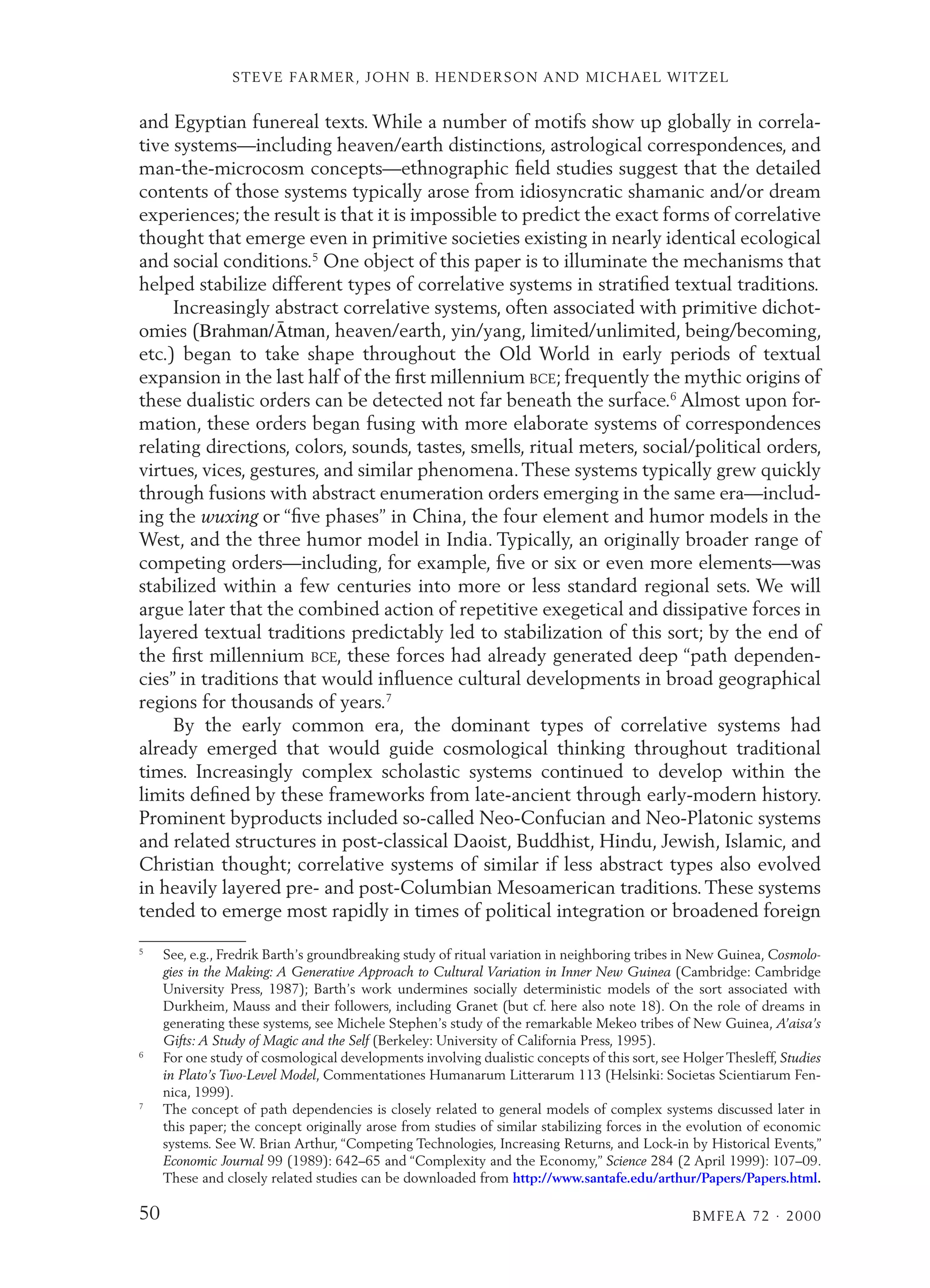 Neurobiology Layered Texts And Correlative Cosmologies — A Cross Cultural Framework For