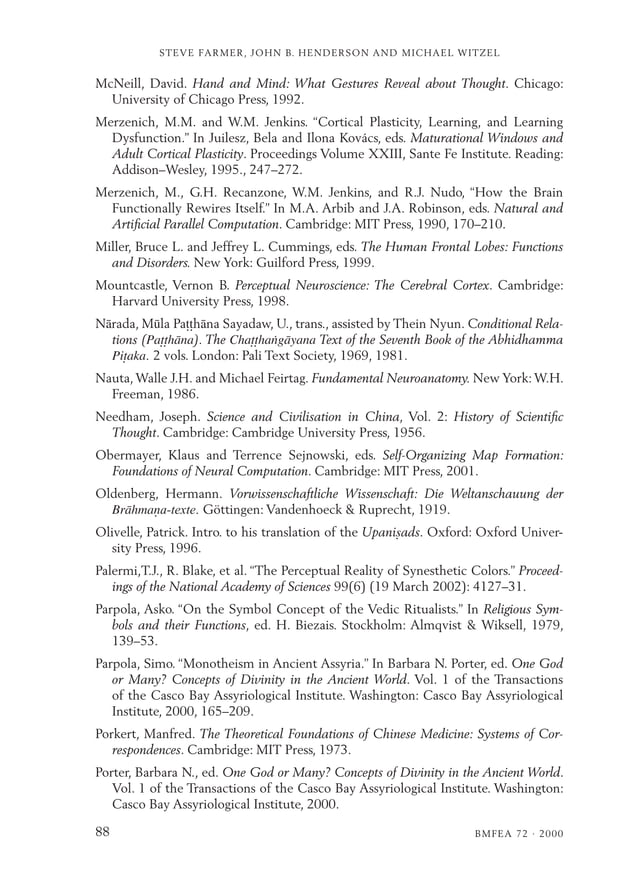 Neurobiology Layered Texts And Correlative Cosmologies — A Cross Cultural Framework For