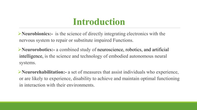 Neurobionics and robotic neurorehabilitations | PPTX