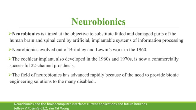 Neurobionics and robotic neurorehabilitations | PPTX