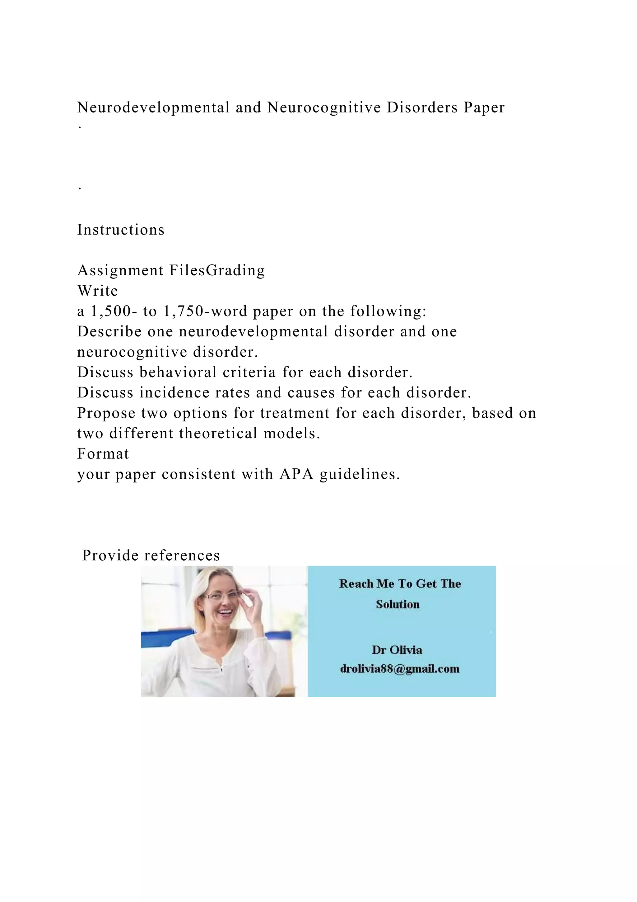 Neurodevelopmental and Neurocognitive Disorders Paper··I.docx