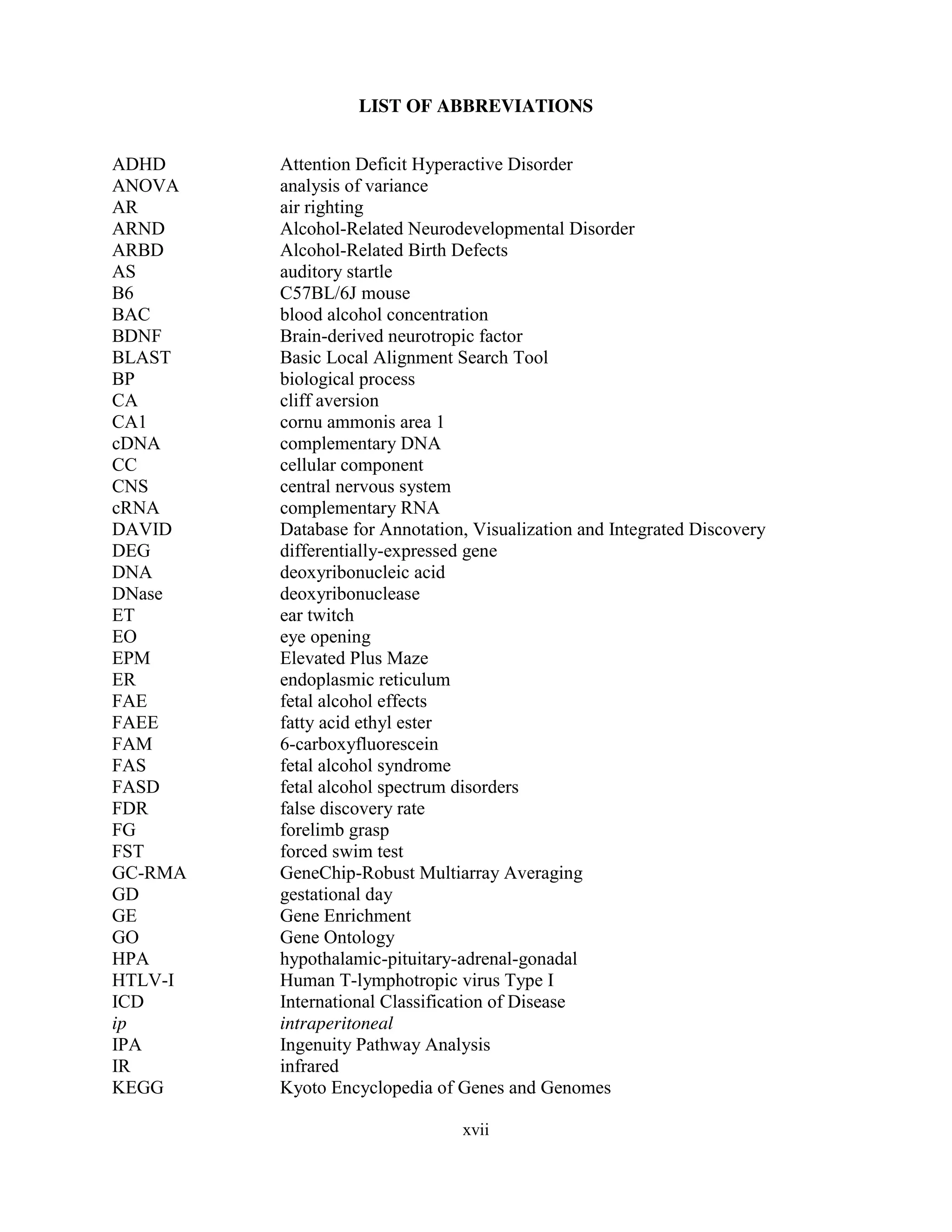 Neurodevelopmental consequences of prenatal alcohol exposure behavioural and transcriptomic ...