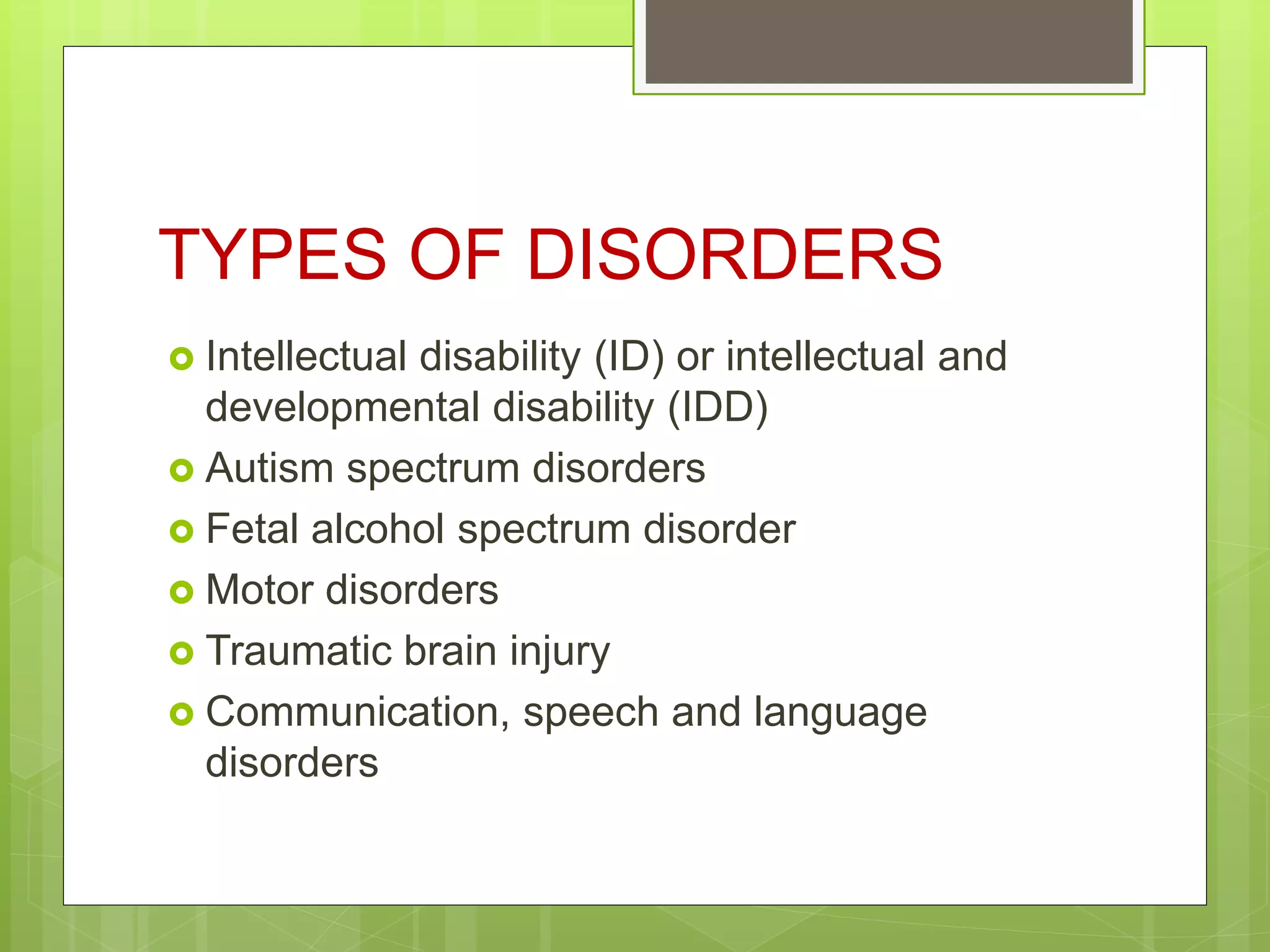 Neurodevelopmental disorders | PPTX