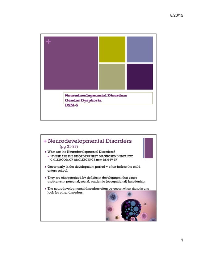 DSM-5: Neurodevelopmental Disorders and Gender Dysphoria | PDF