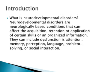 Different Neurodevelopmental Disorders and Inclusive Education | PPT