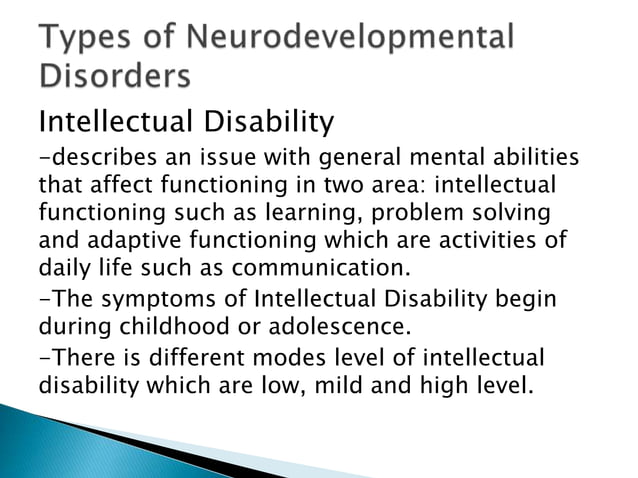Different Neurodevelopmental Disorders and Inclusive Education | PPT