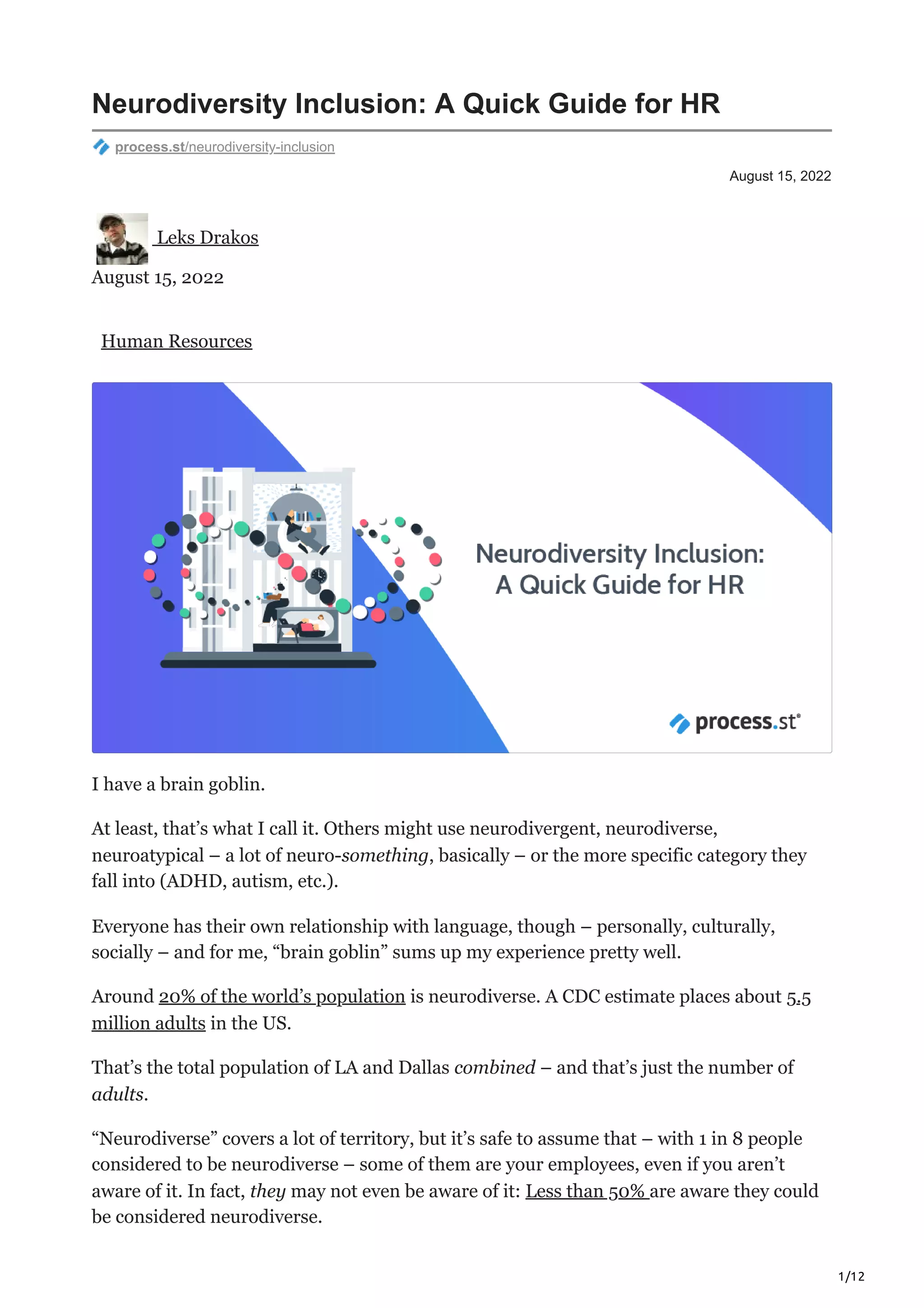 Neurodiversity Inclusion: A Quick Guide for HR | PDF