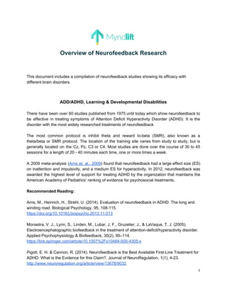 Neurofeedback Research Summary | PDF
