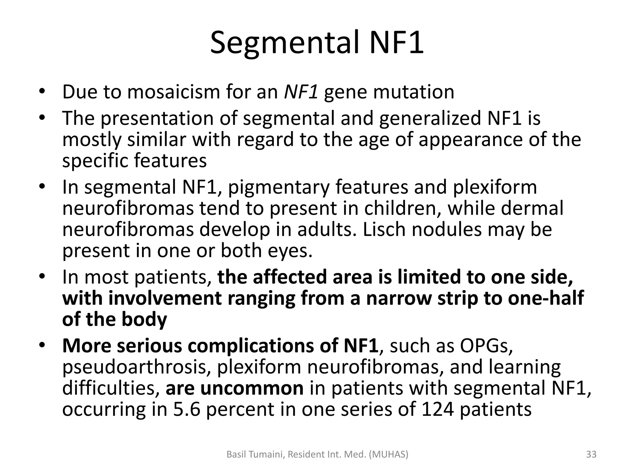 Neurofibromatosis by Dr. Basil Tumaini | PPTX