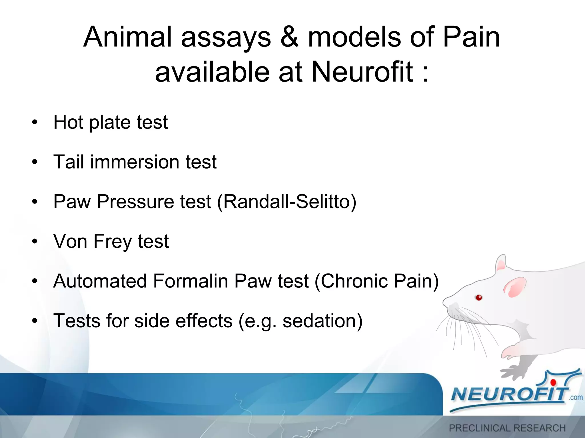 Neurofit pain models and tests | PDF