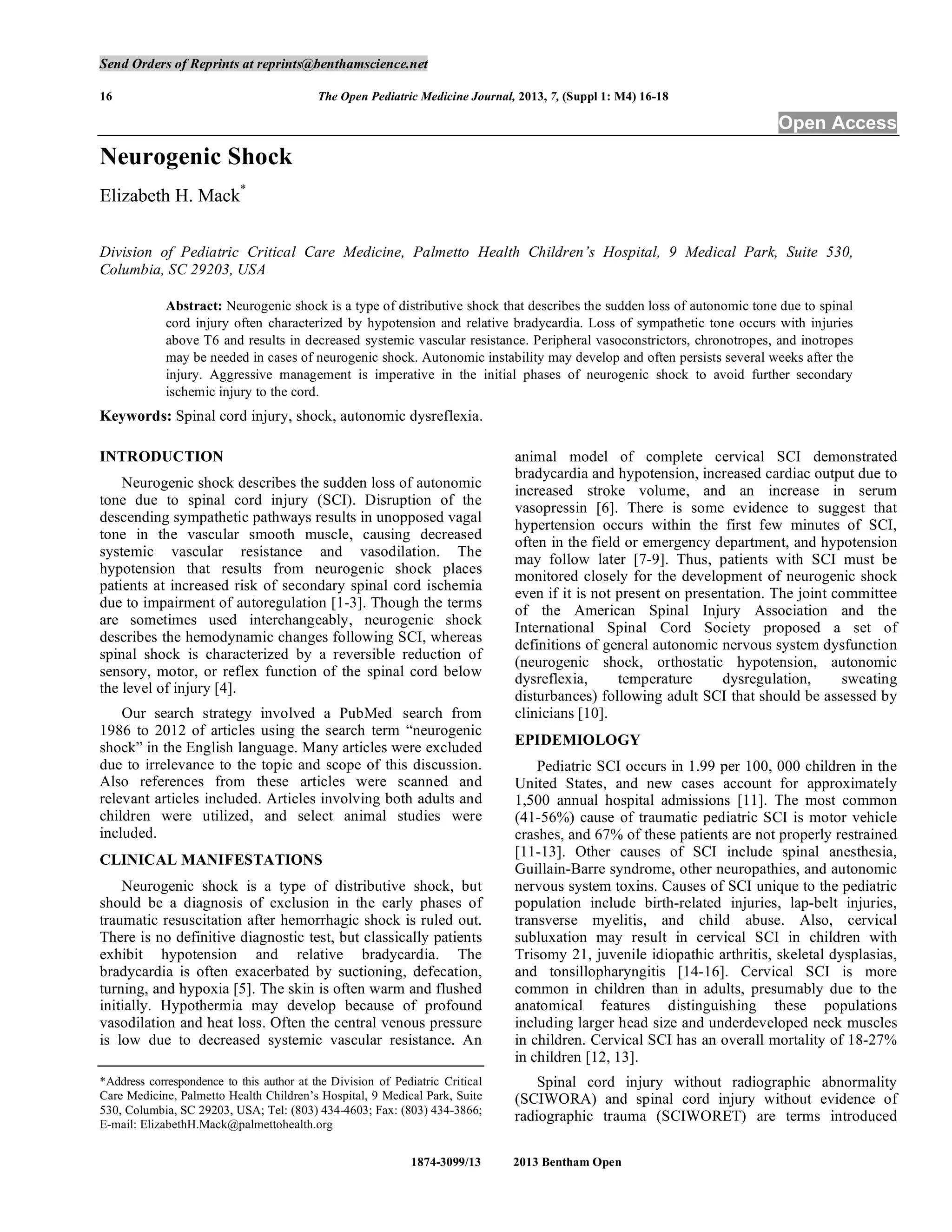 Neurogenic shock | PDF