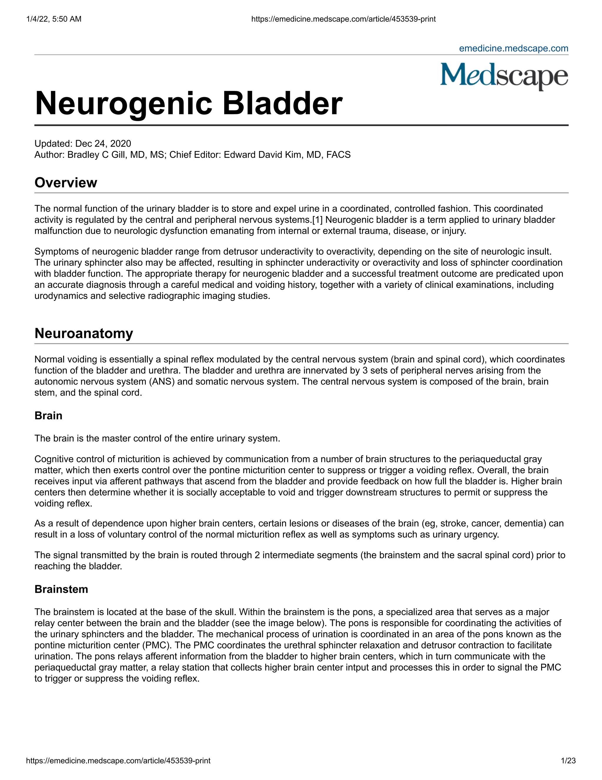Neurogenic bladder | PDF | Brain and Nervous System Disorders ...
