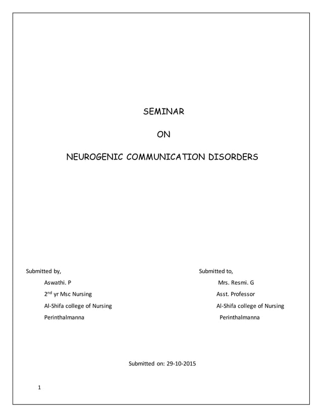 Neurogenic communication disorders | DOCX