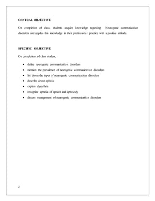 Neurogenic communication disorders | DOCX