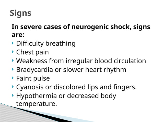 Topic: Neurogenic shock and advance nursing care . | PPT