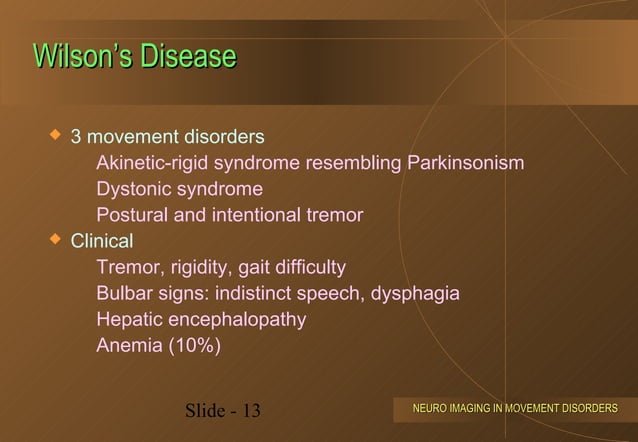 Neuro imaging in movement disorders | PPT