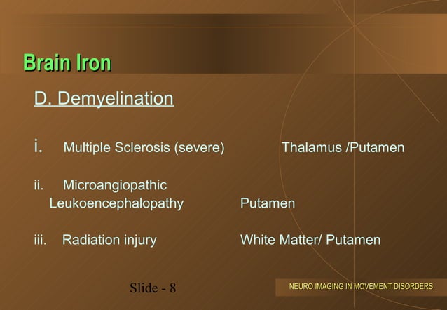 Neuro imaging in movement disorders | PPT