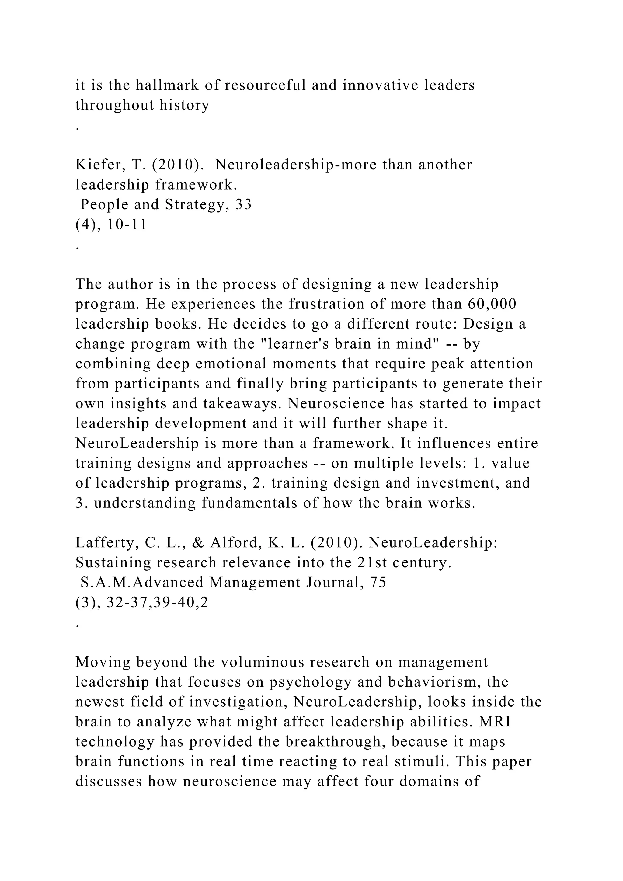 Neuroleadership is an emerging trend in the field of management..docx