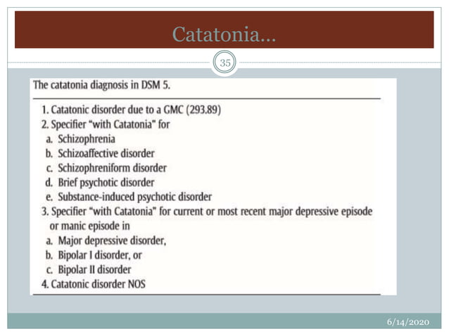Neuroleptic malignant syndrome and catatonic disorders | PPTX | Brain ...