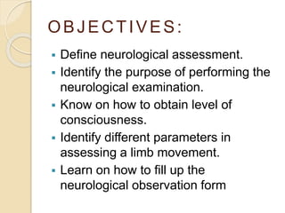 Neurological assessment. | PPTX