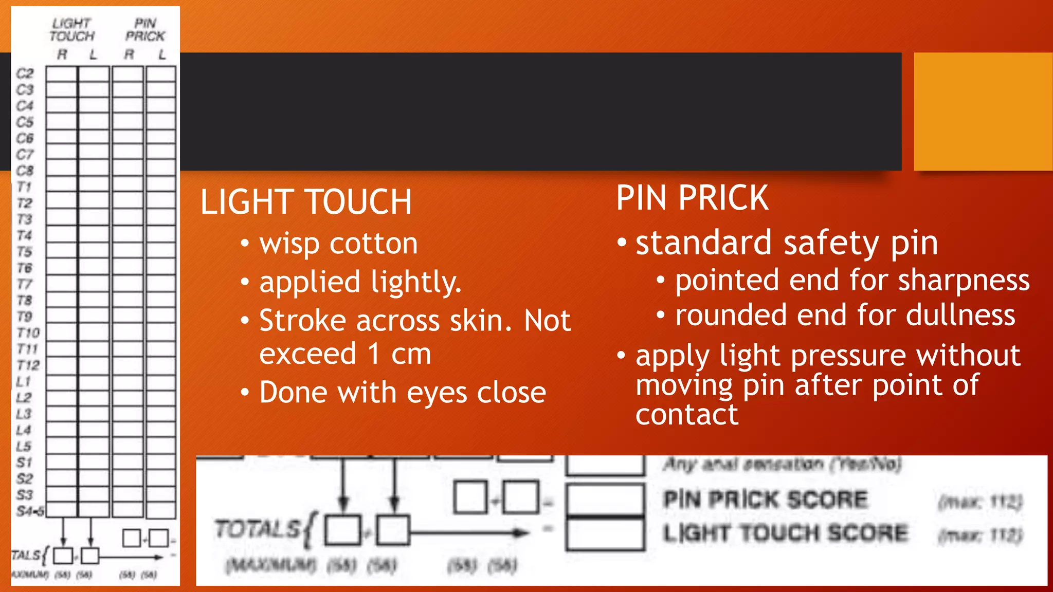 Neurological assessment for asia chart | PPTX