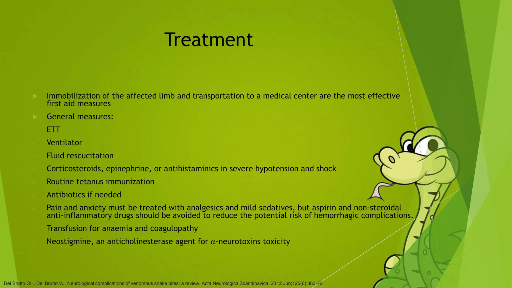 Neurological Complications of Venomous Snake Bites | PPTX