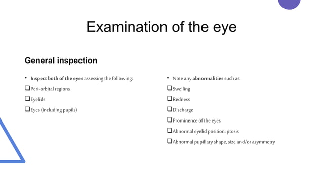 Neurological examination lec 1 vision and ocular system | PPT