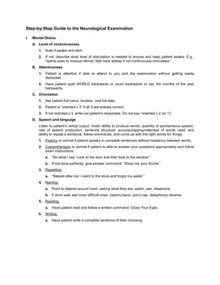 Neurological exam lecture_notes | PDF