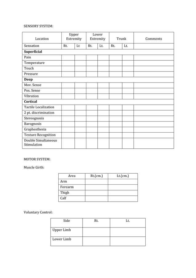 Neurological physiotherapy evaluation_form_2_0 | PDF