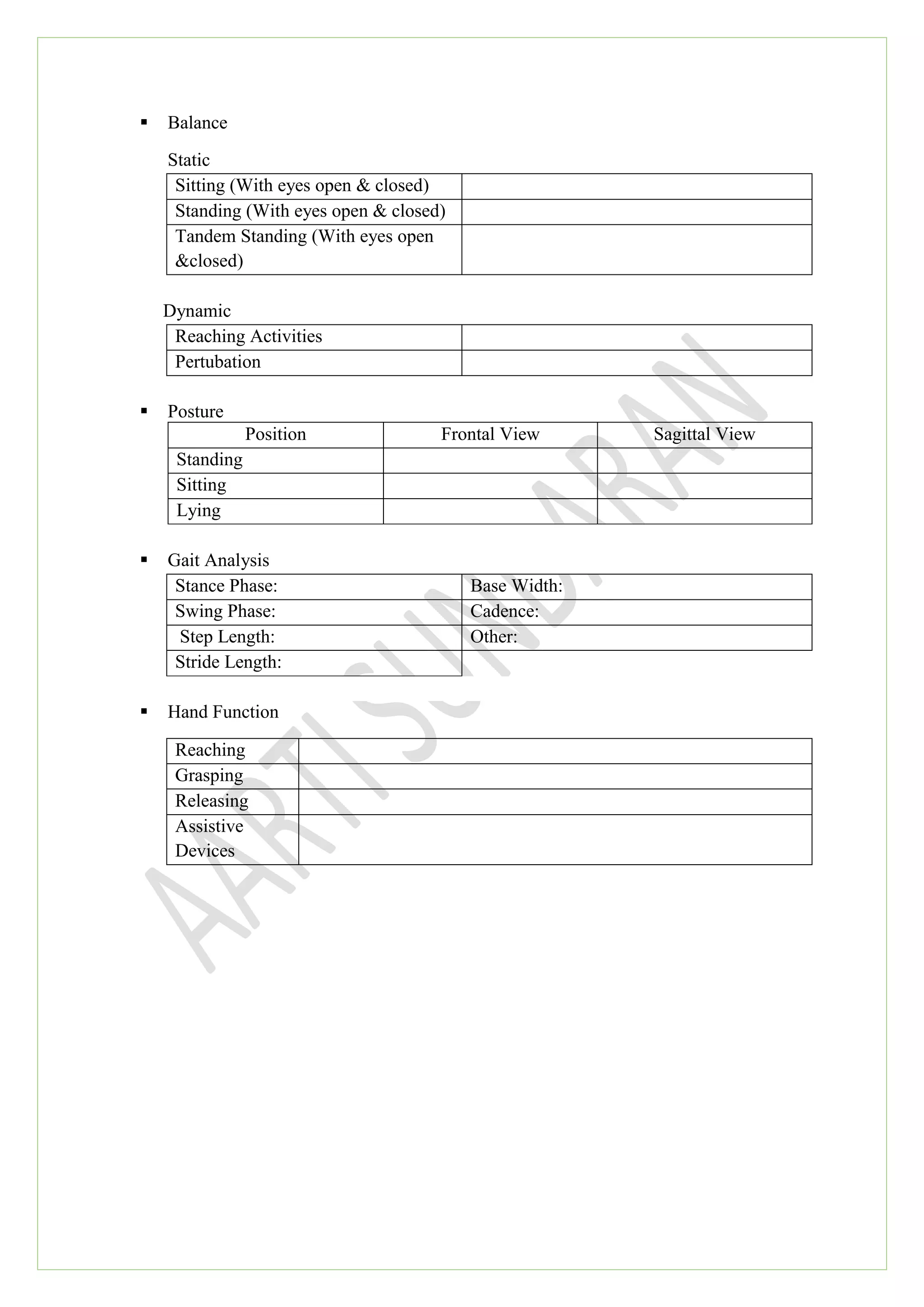 Neurological physiotherapy evaluation form | PDF