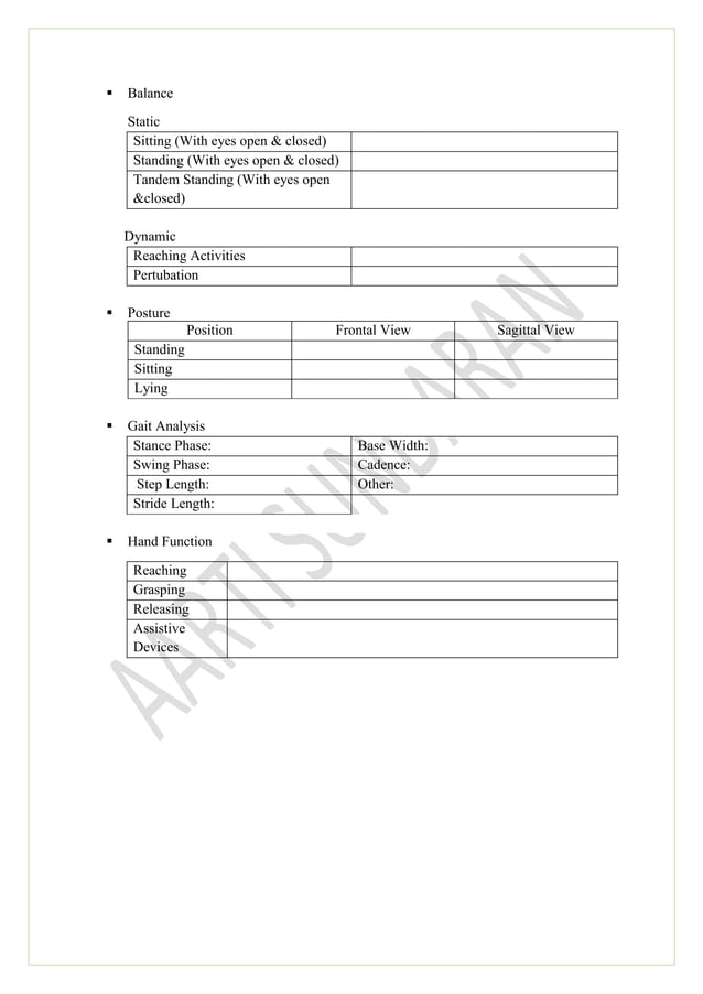 Neurological physiotherapy evaluation form | PDF