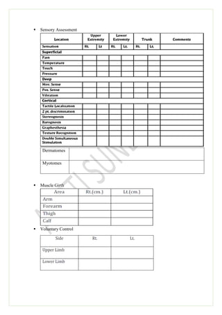 Neurological physiotherapy evaluation form | PDF
