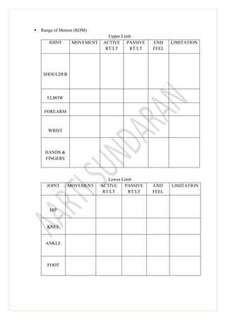 Neurological physiotherapy evaluation form | PDF