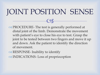 Neurological tests for physical therapists | PPTX