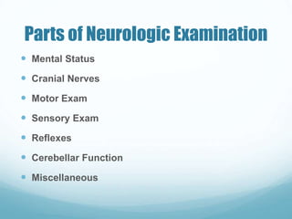 Neurologic Examination | PPT