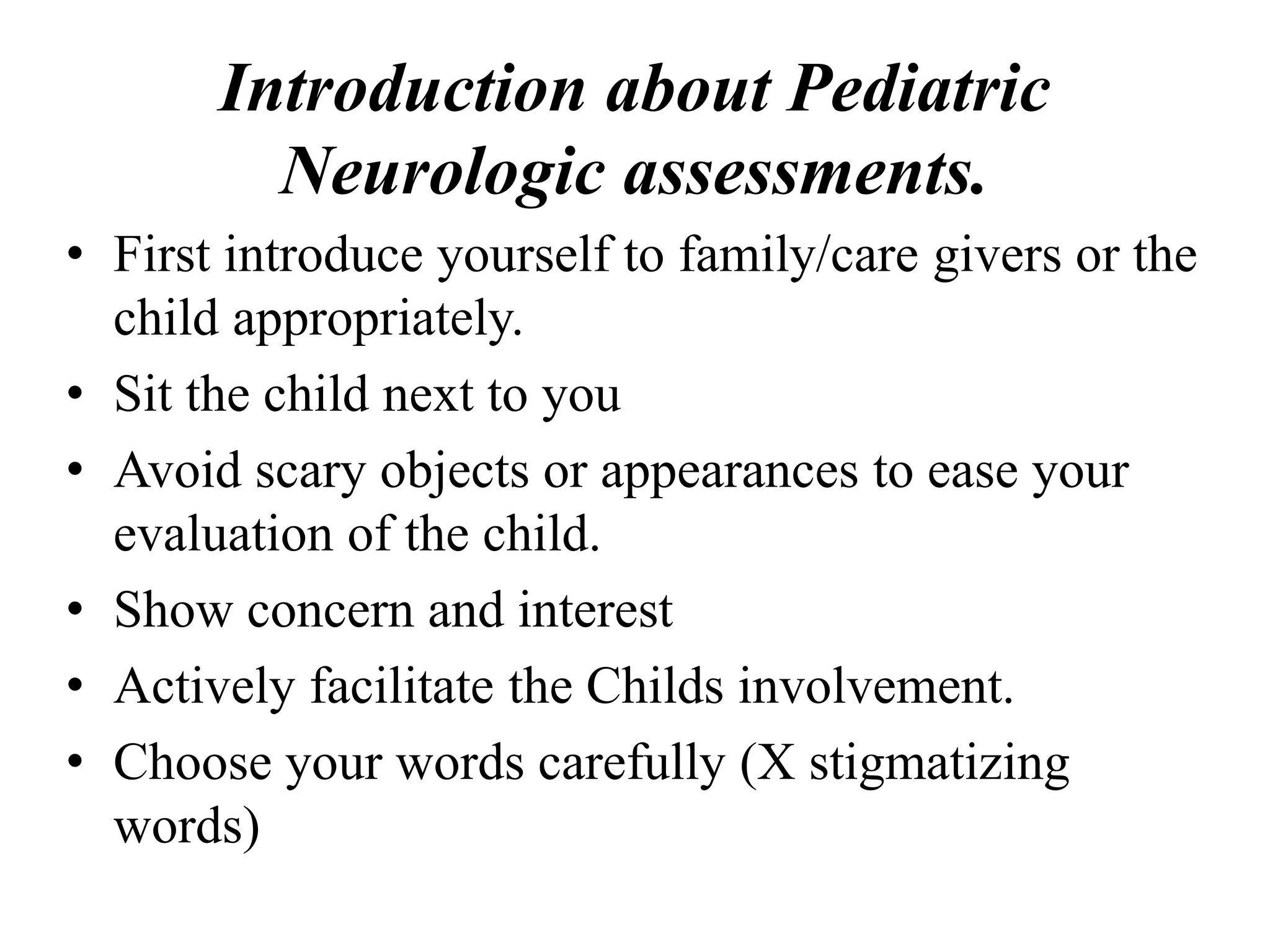 Pediatrics Neurology assessment with complete physical examination and ...