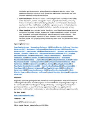 Key Epigenetic Mechanisms in Brain Function | PDF