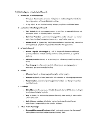 Artificial Intelligence in Psychological Research | PDF