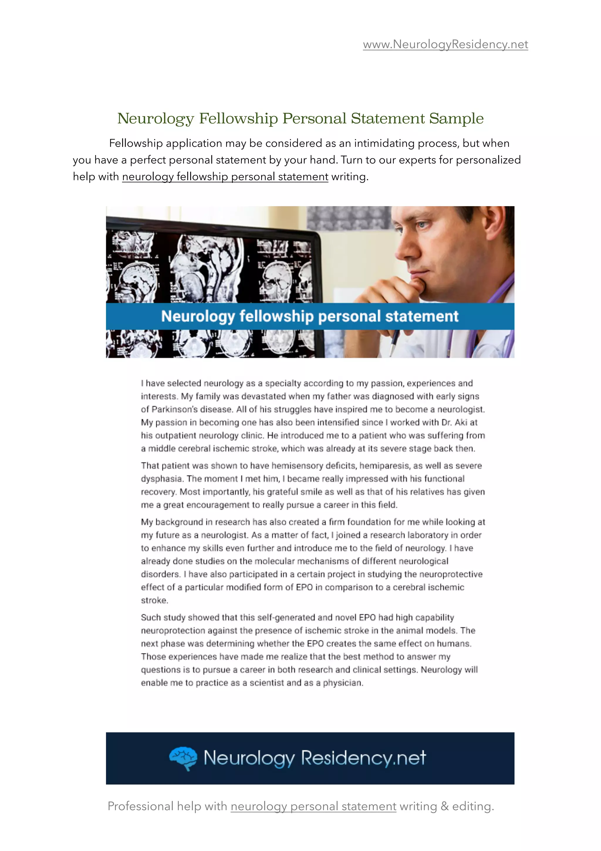 Neurology Residency Personal Statement Samples | PDF