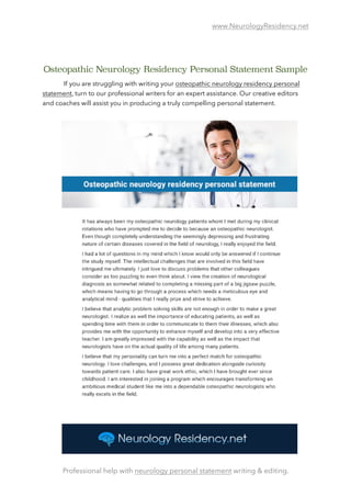 Neurology Residency Personal Statement Samples | PDF