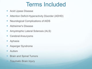 Neurology terms | PPTX | Brain and Nervous System Disorders | Diseases ...