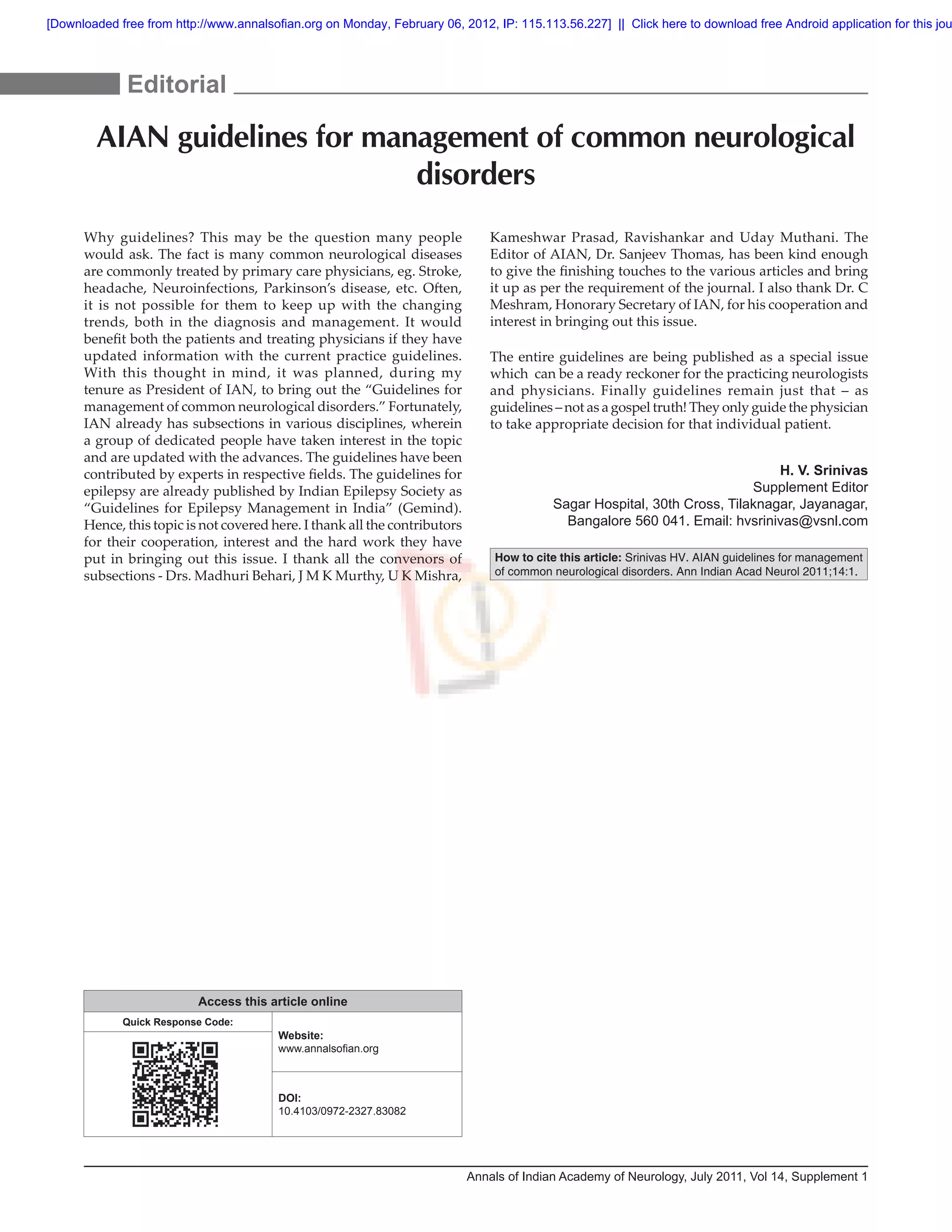 Neurology treatment guidelines Govt of India | PDF