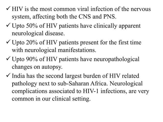 Neurological manifestations of HIV | PPTX | Infectious Diseases ...