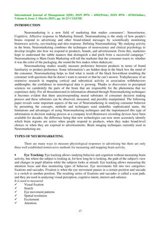 Neuromarketing exploring the brain for measuring consumer behavior | PDF