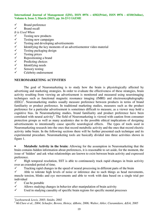 Neuromarketing exploring the brain for measuring consumer behavior | PDF