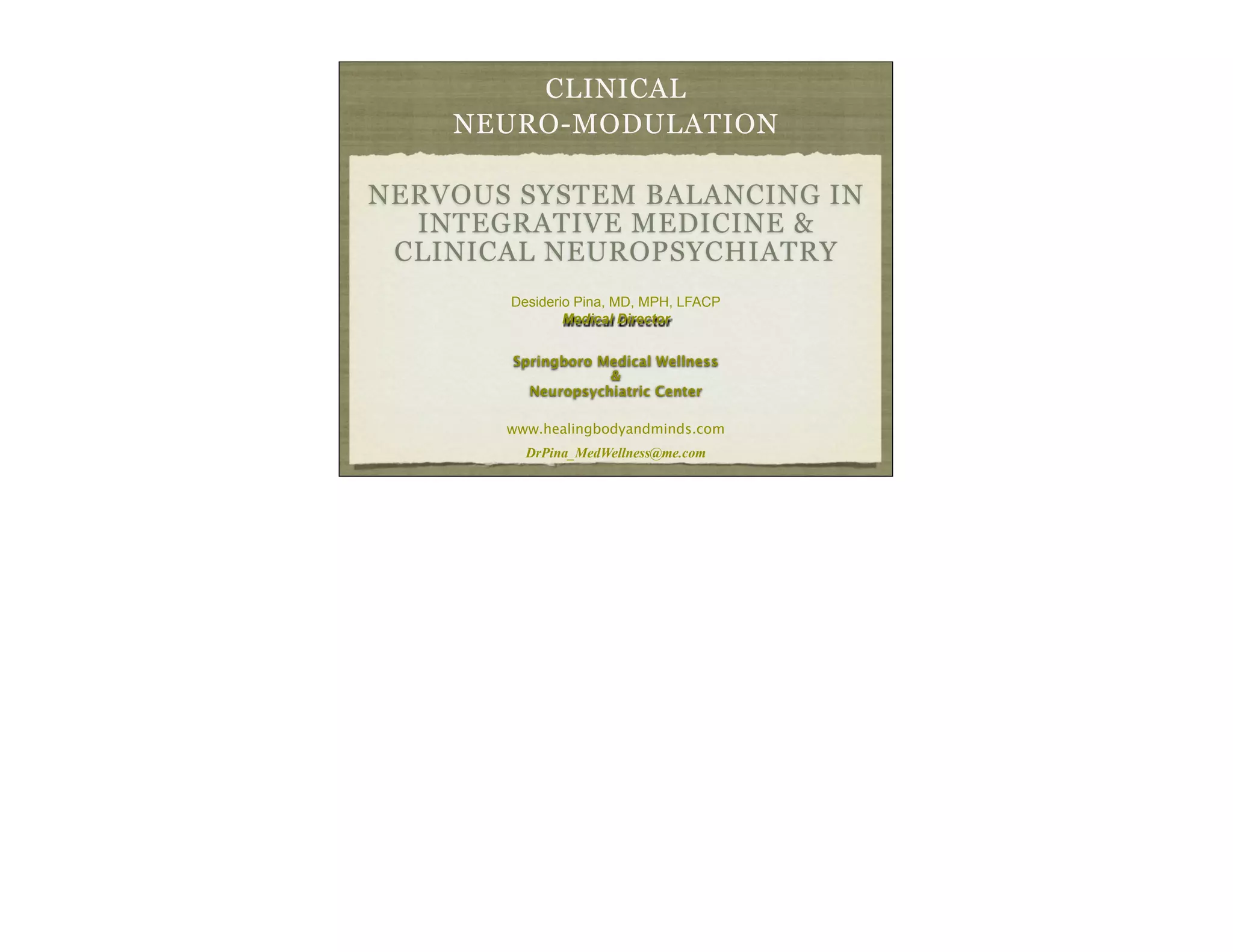 Neuromodulation In Neuropsychiatry & Integrative Medicine | PDF