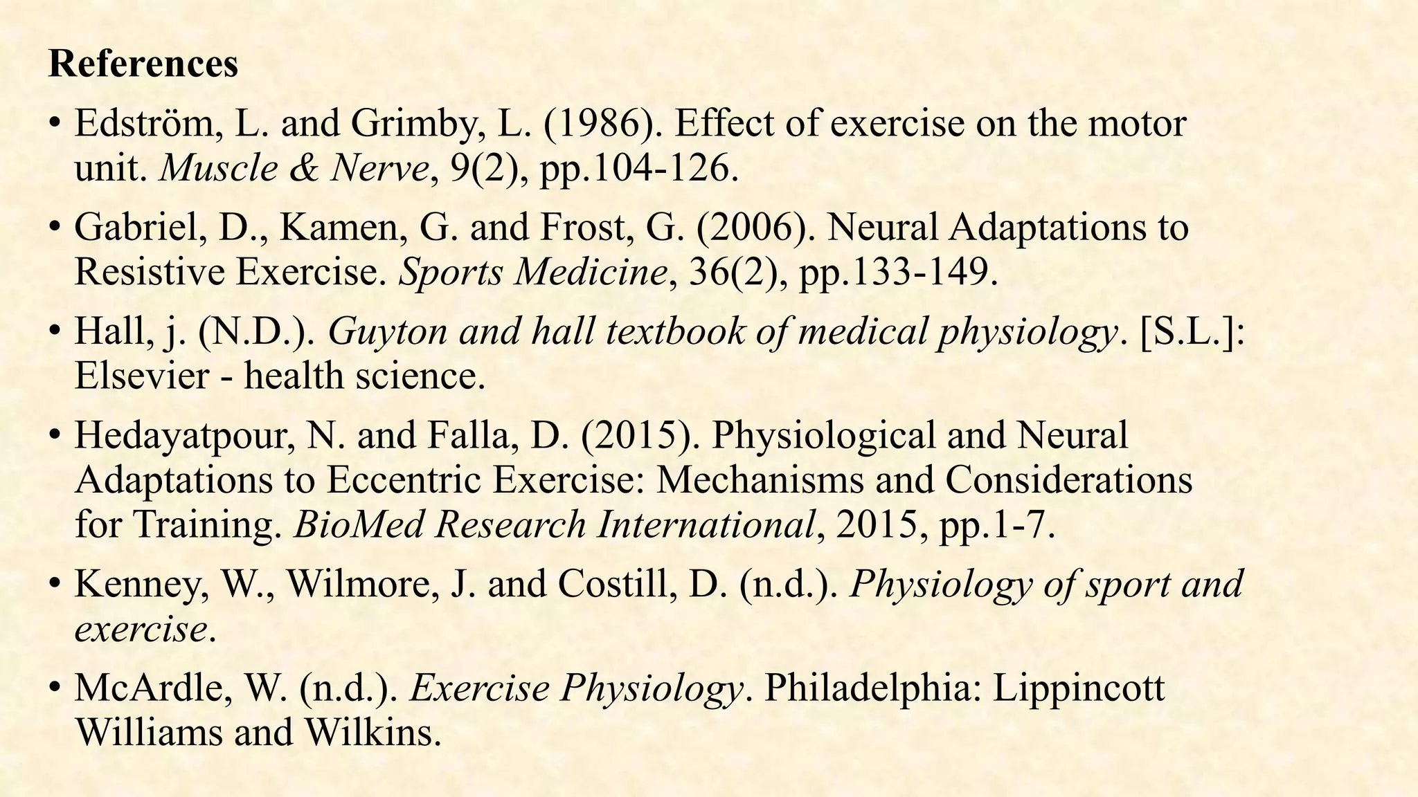 Neuromuscular adaptation to exercise –application to practise | PPTX