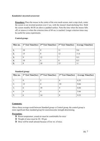 Neuromuscular strength induced in mice (swiss albino) | PDF